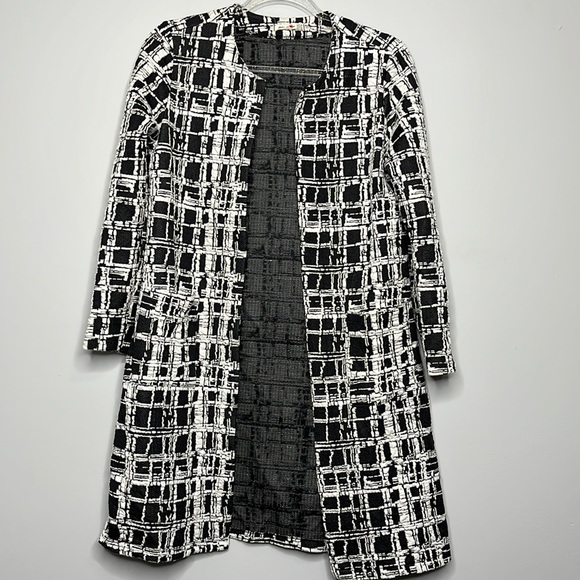 Ambar | Sweaters | Ambar Black And White Window Pane Open Cardigan With ...
